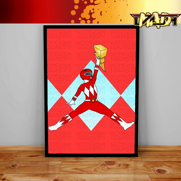 Nike | Wall Decor | Custom Nike Air Jordan Power Rangers Poster Red ...